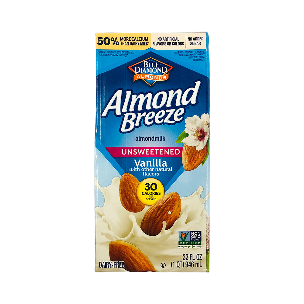 Blue Diamond Breeze Almond Milk Unsweetened Vanilla 946ml (32oz )