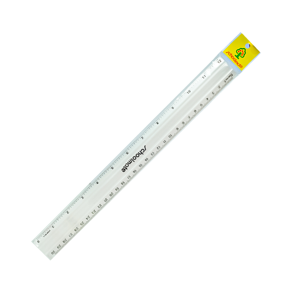 Schoolmate Ruler Pearl Black And White 12in