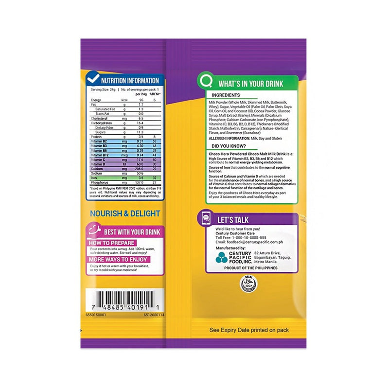 Choco Hero Powdered Choco Malt Milk Drink 24g