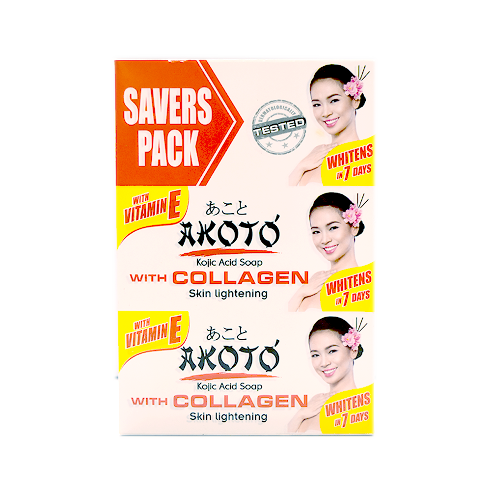 Akoto Skin Lightening Kojic Acid Soap with Collagen 100g x 3's